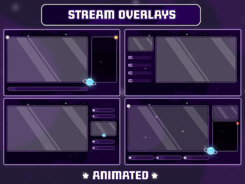 Stream Overlay Package Space- Twitch Stream Overlay- Planets Stream ...