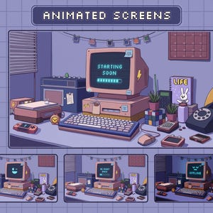 Animated Retro Computer Stream Package - Classic Twitch Stream Overlay ...