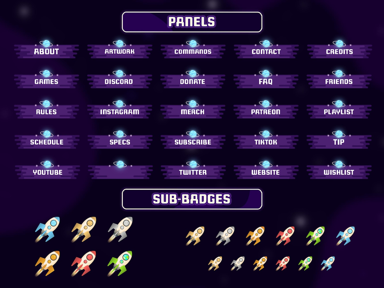 Stream Overlay Package Space- Twitch Stream Overlay- Planets Stream ...