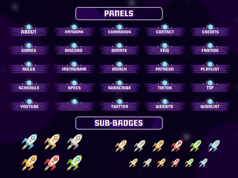 Stream Overlay Package Space- Twitch Stream Overlay- Planets Stream ...