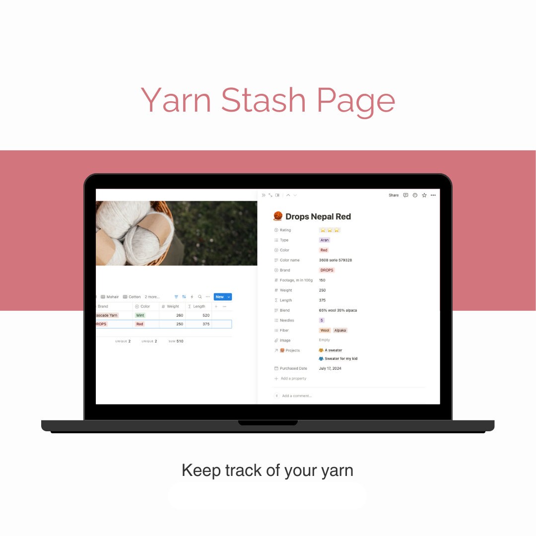 Notion Knitting and Crochet Dashboard: Digital Project Planner (PDF) - Etsy