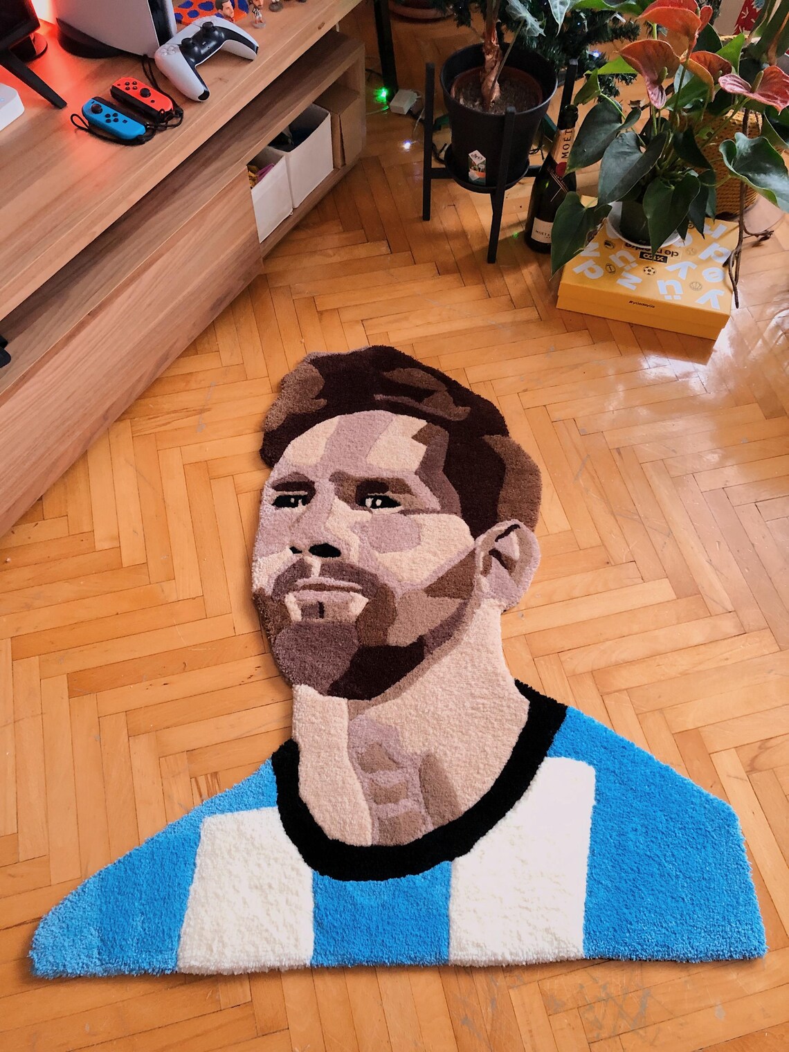 Handmade Lionel Messi Rug – Football Legend Tufted Rug, Acrylic Wall ...
