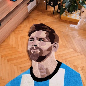 Handmade Lionel Messi Rug – Football Legend Tufted Rug, Acrylic Wall ...