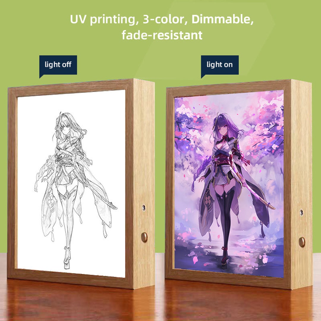 Raiden Shogun From Genshin Impact, Light Painting Artwork, Table Lamp ...