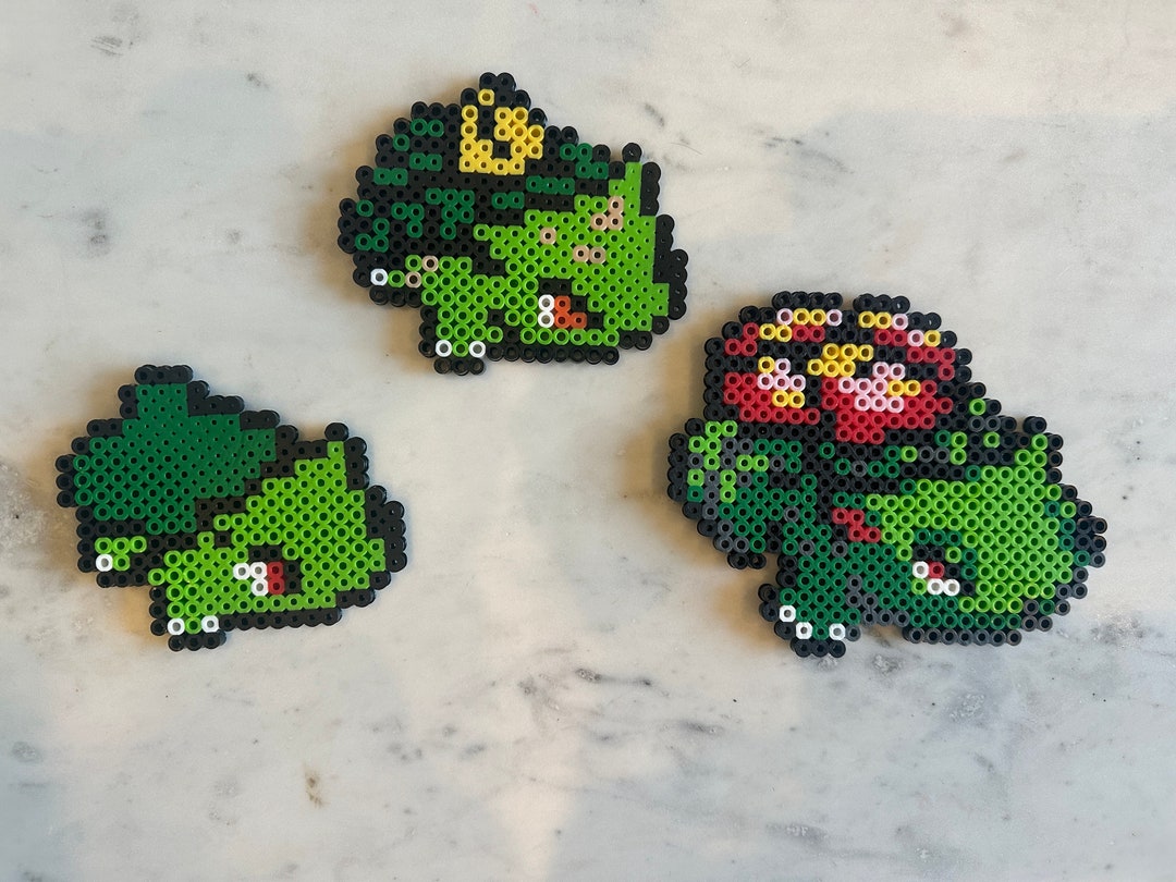 Shiny Bulbasaur, Ivysaur, Venusaur Pokemon Starters Perler Bead Art ...