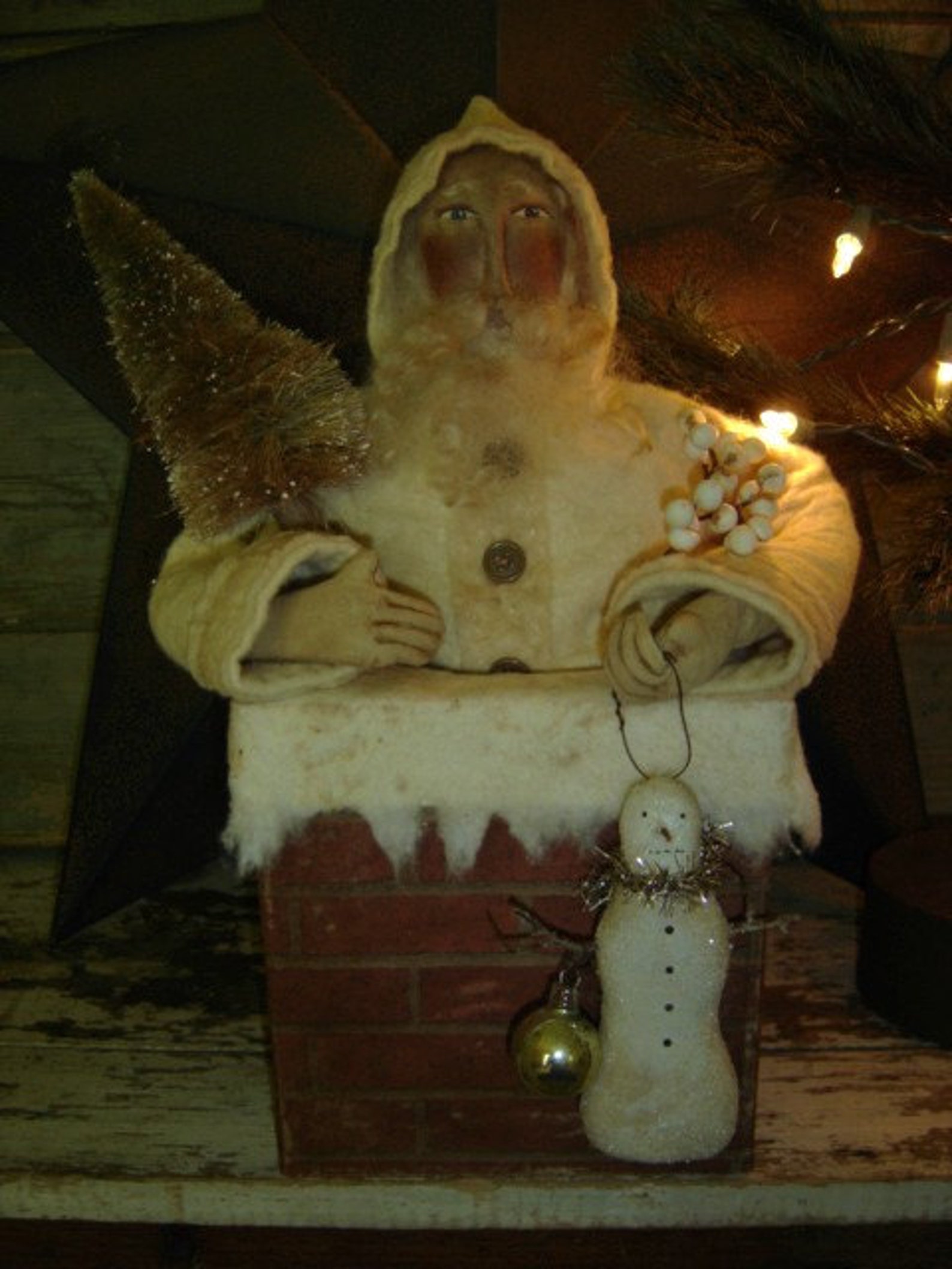 Chimney Santa With Snowman Ornament - Etsy