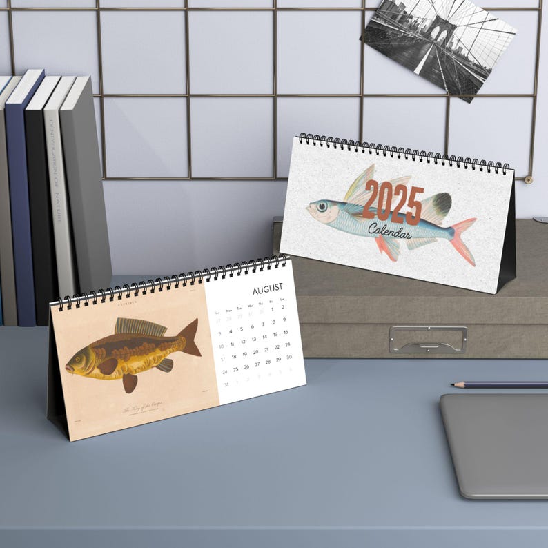 2025 Antique Fish Prints Desktop Calendar - Vintage Aquatic Art for ...
