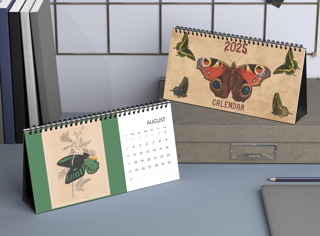 Vintage Butterfly Moth Prints 2025 Desk Calendar - Etsy