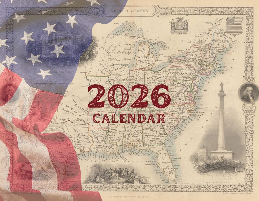 Antique America Maps 2026 Wall Calendar: Historical Geography Art - Etsy