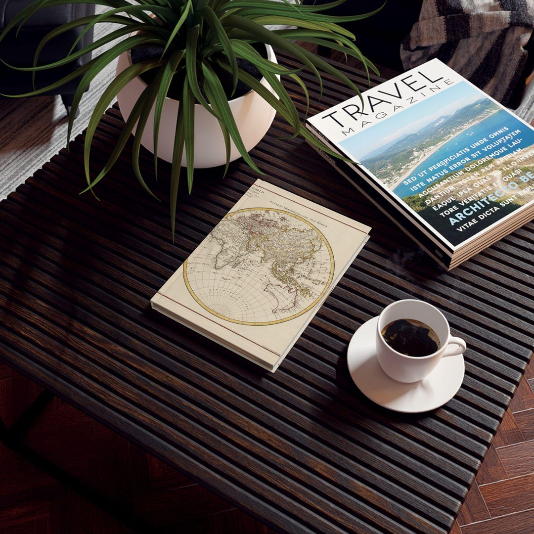 Vintage World Map Printed Journal, Historical 1779 Travel Diary ...