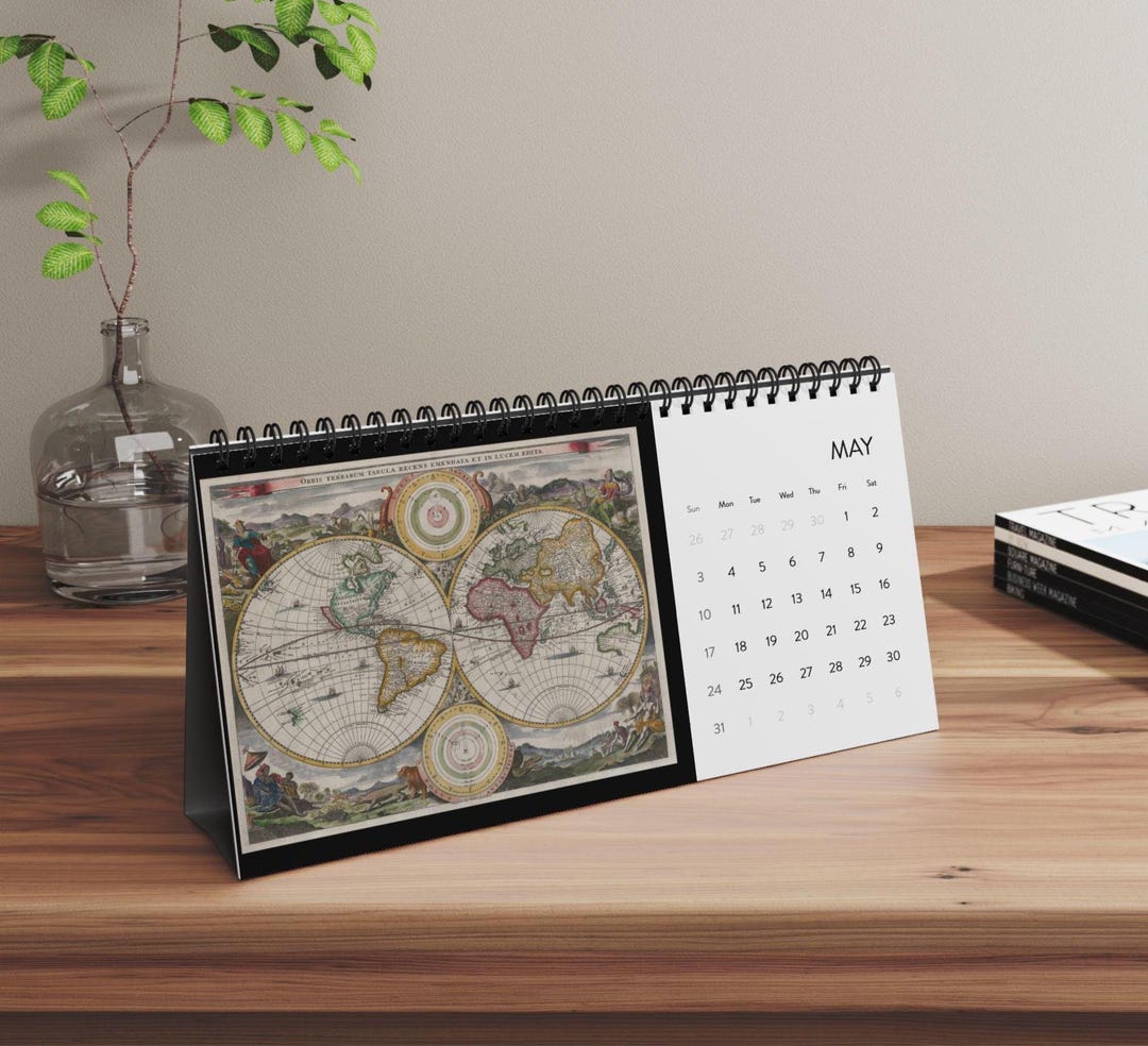 2026 Antique World Maps Desktop Calendar, Vintage Geography Decor - Etsy