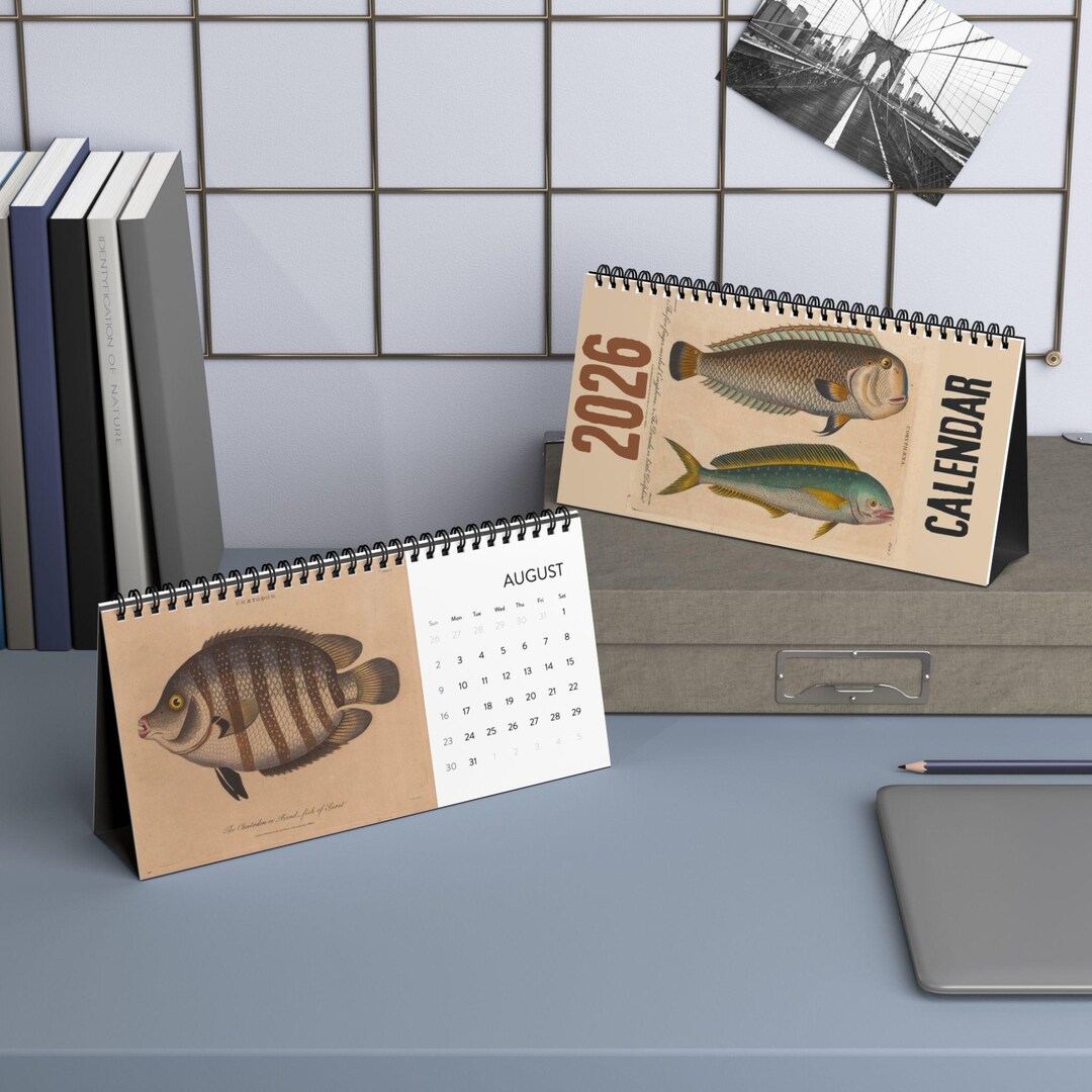 Vintage Fish Desktop Calendar 2026: Elegant Office Decor - Etsy