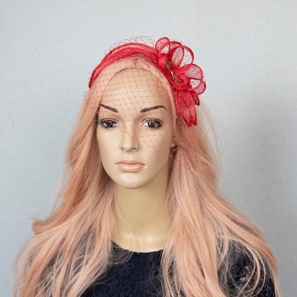 Red Fascinator - Etsy