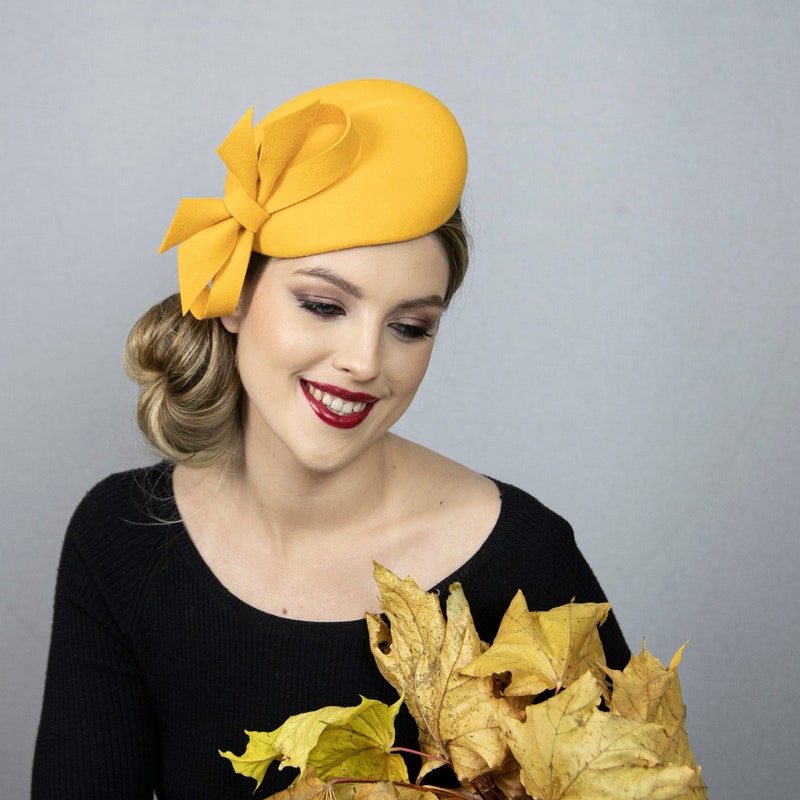 Yellow Pillbox Hat - Etsy