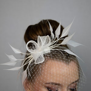 White Feather Fascinator. White Bridal Fascinator. White Wedding ...