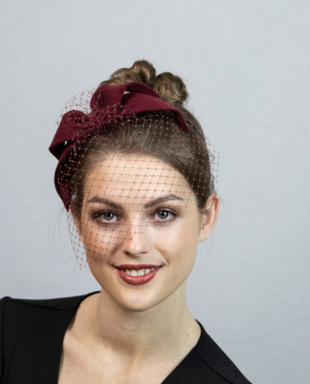 Burgundy Red Fascinator Hat. Red Wine Bow Fascinator. New - Etsy