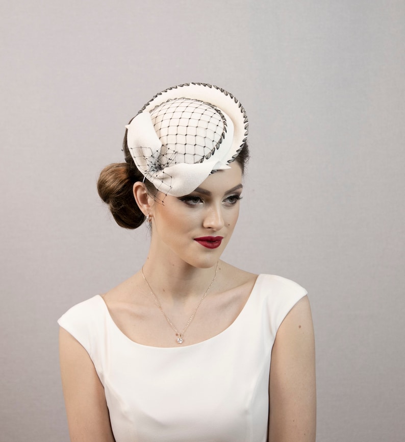 Ivory White Fascinator Hat Wedding Hat Bridal Hat Cocktail - Etsy