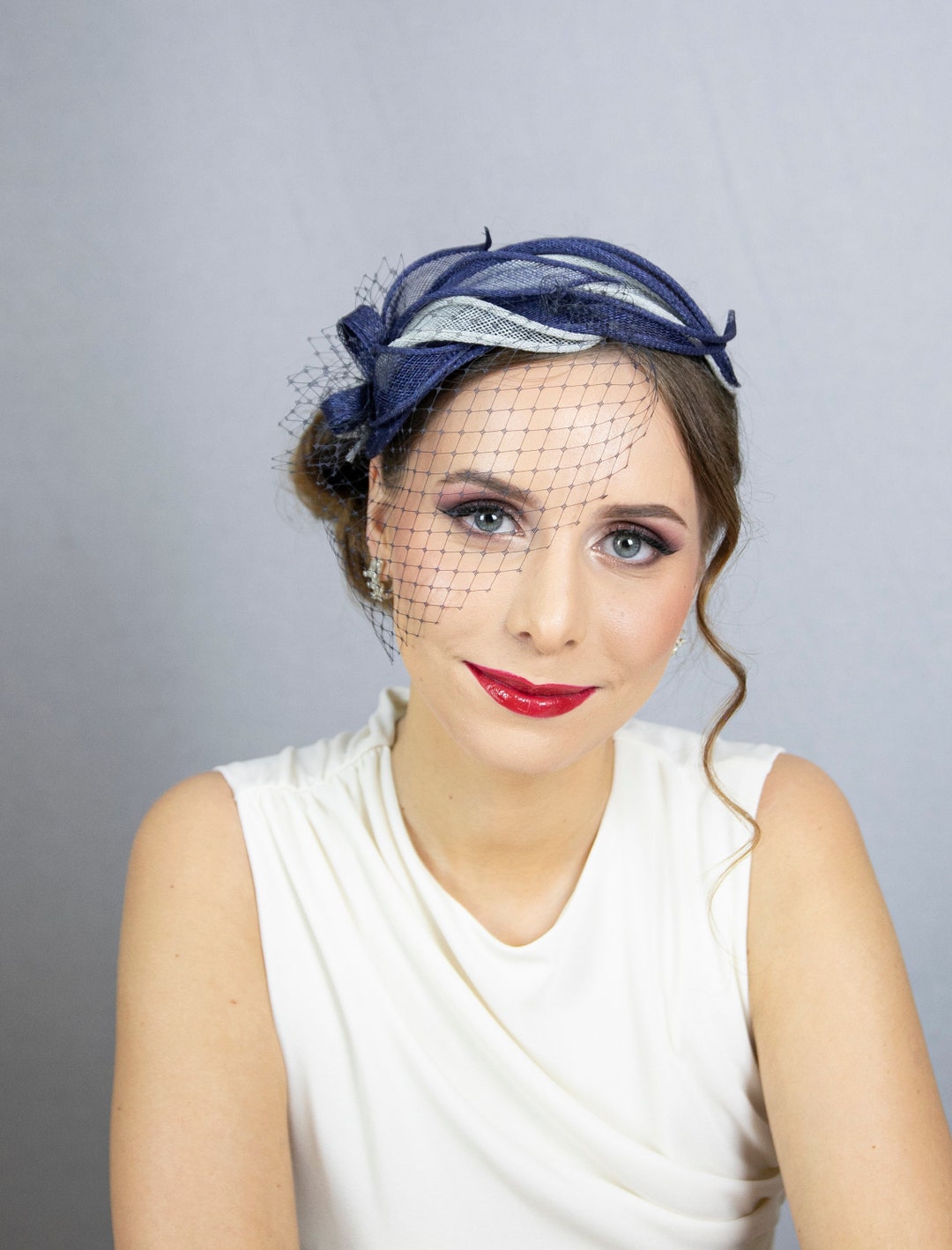 Blue Fascinator Hat. Blue Wedding Guest Hat. Blue Race Hat. Kentucky ...