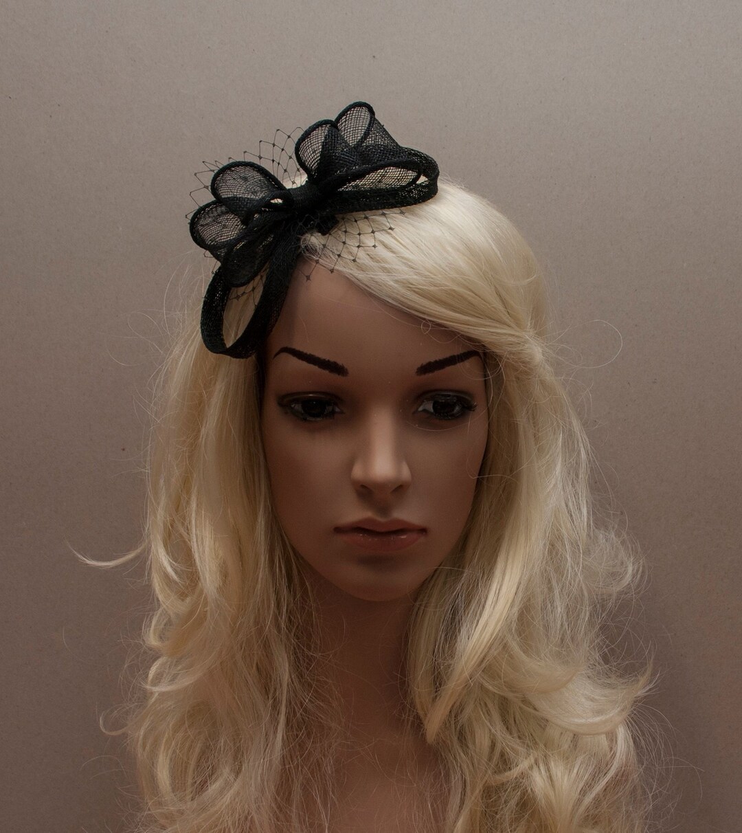 Small Simple Black Bow Fascinator With Net, Black Petite Fascinator ...