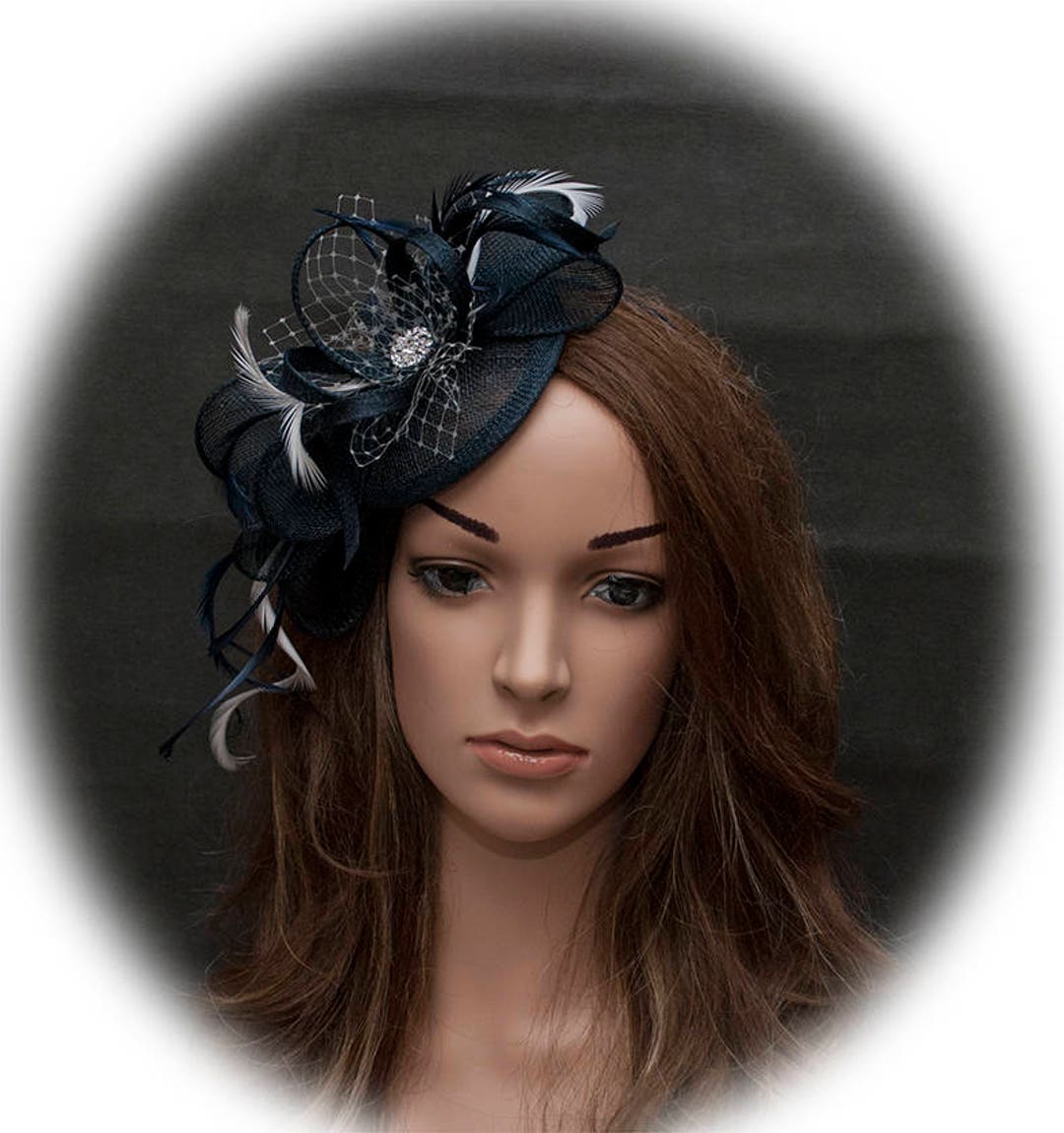 Navy Fascinator. Navy Wedding Fascinator. Blue Fascinator. Navy Hat ...