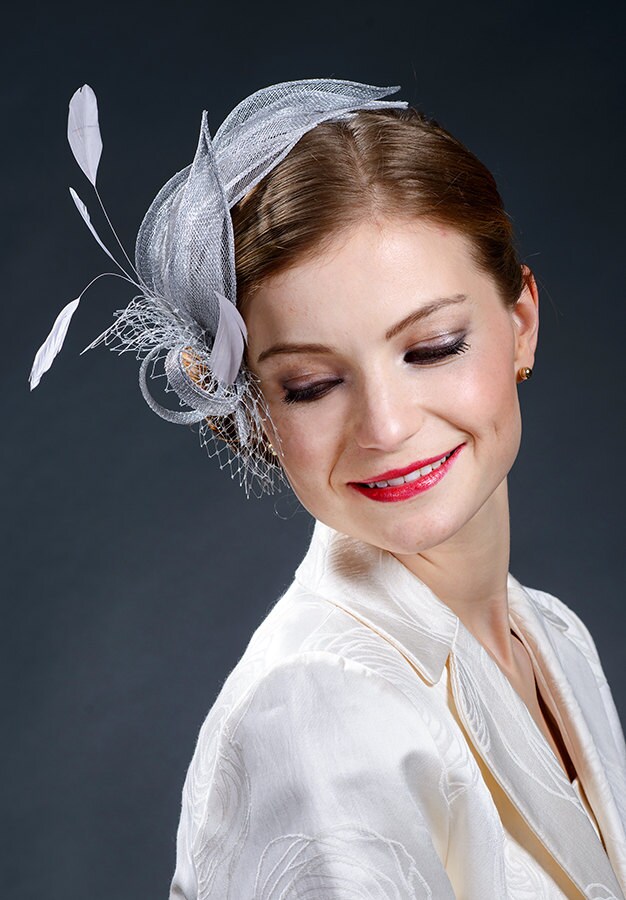 Light Grey Silver Grey Wedding Fascinator Bridal Fascinator - Etsy UK