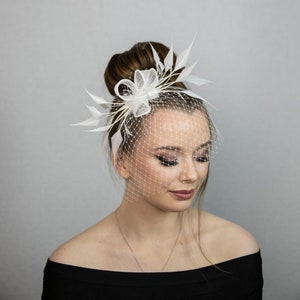 White Feather Fascinator. White Bridal Fascinator. White Wedding ...