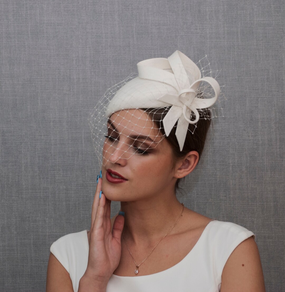 Natural White light Ivory White Bridal Hat. White Wedding - Etsy