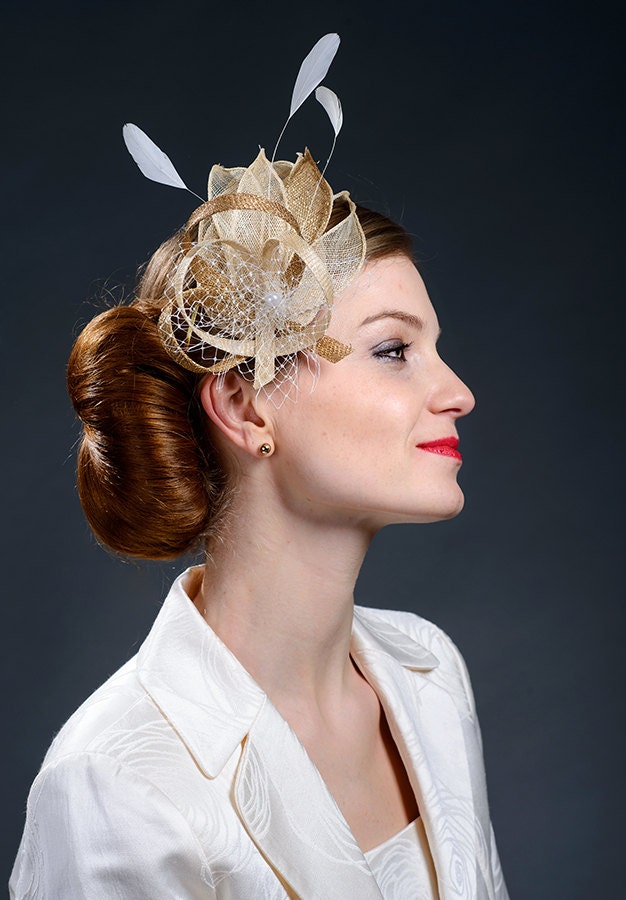 Champagne and Golden Fascinator for Your Special Occasions. - Etsy UK