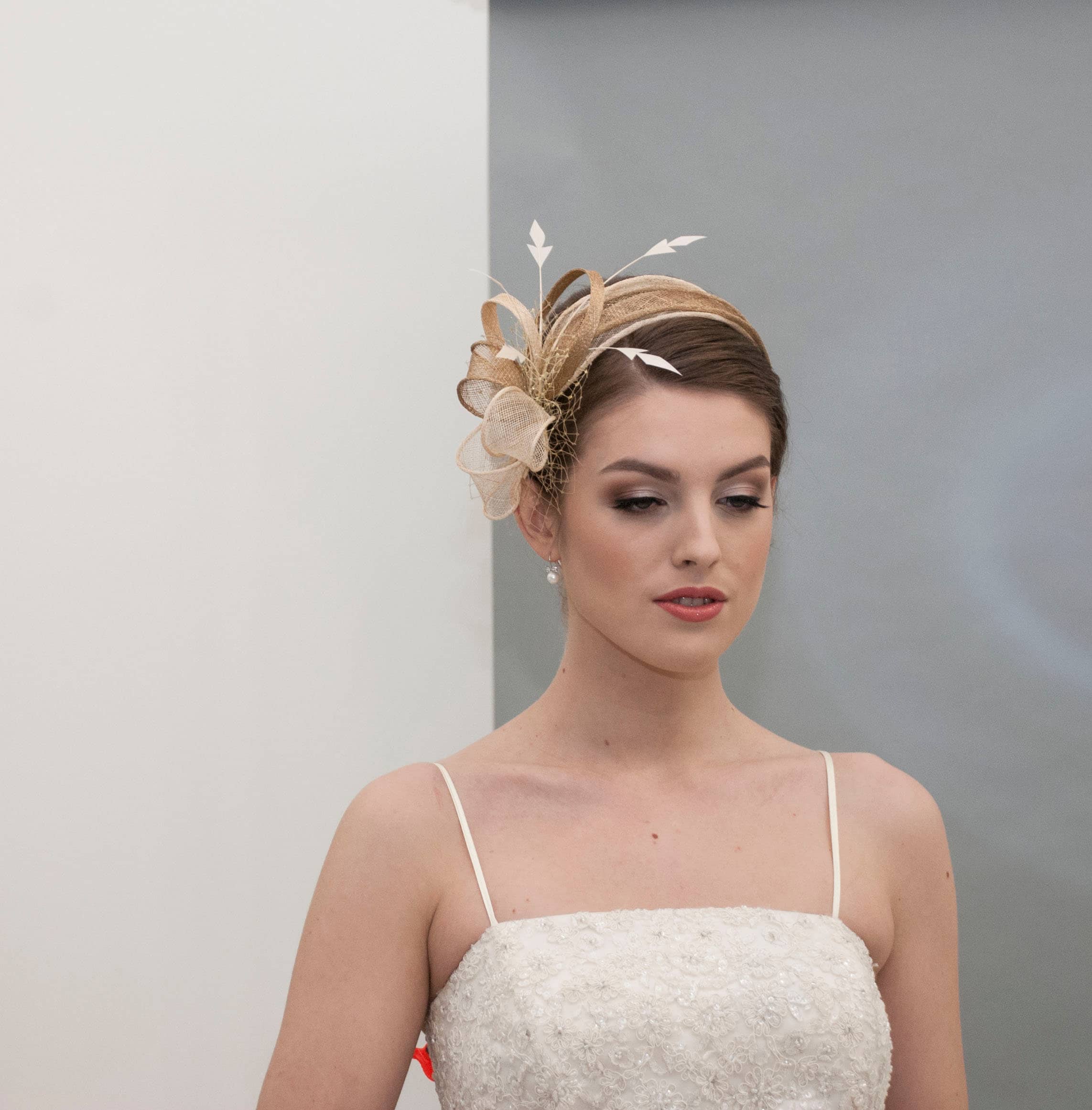 Beige and Golden Fascinator Hat. Champagne Wedding Fascinator. - Etsy UK