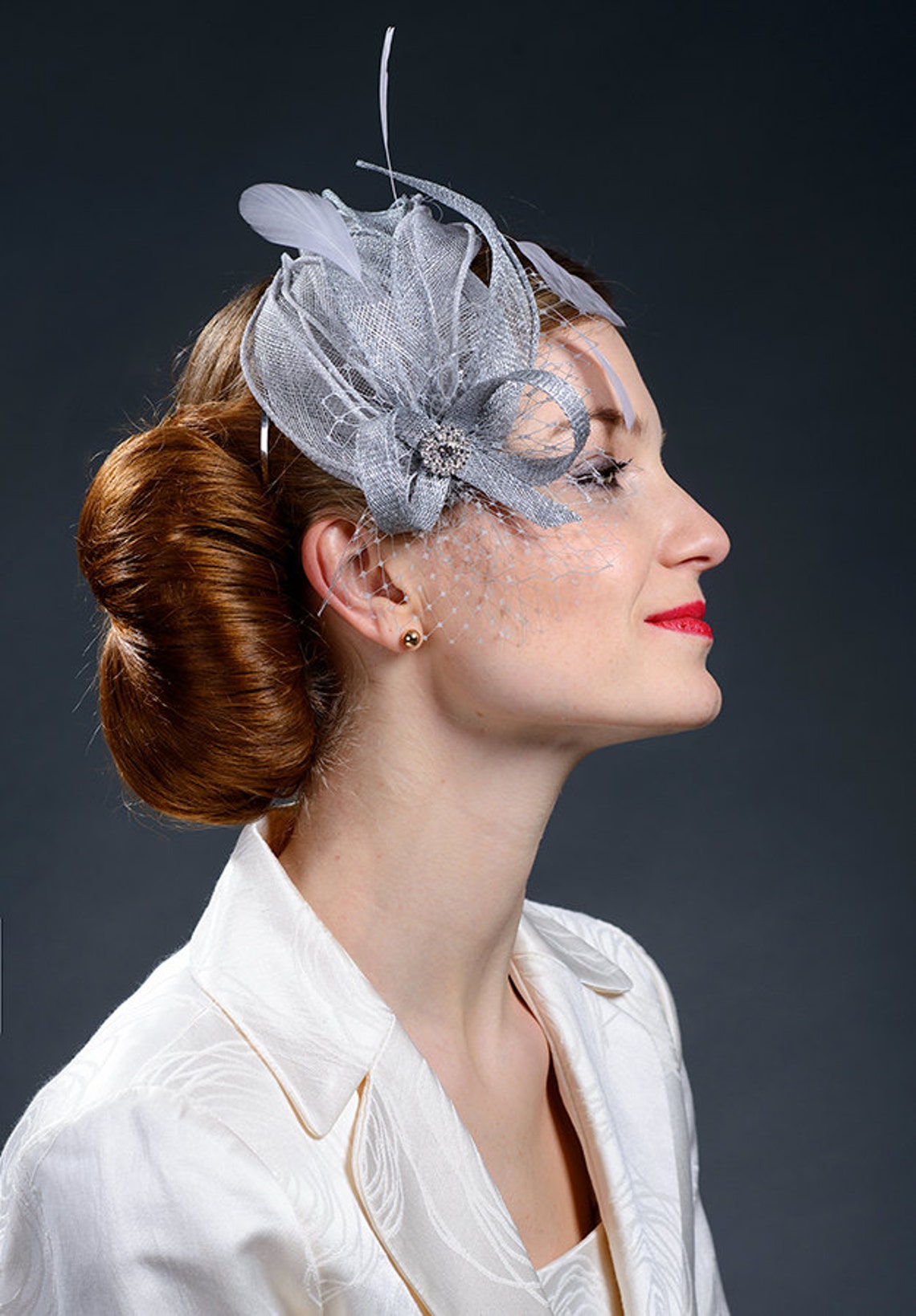 Light Grey Silver Grey Wedding Fascinator Bridal Fascinator - Etsy UK
