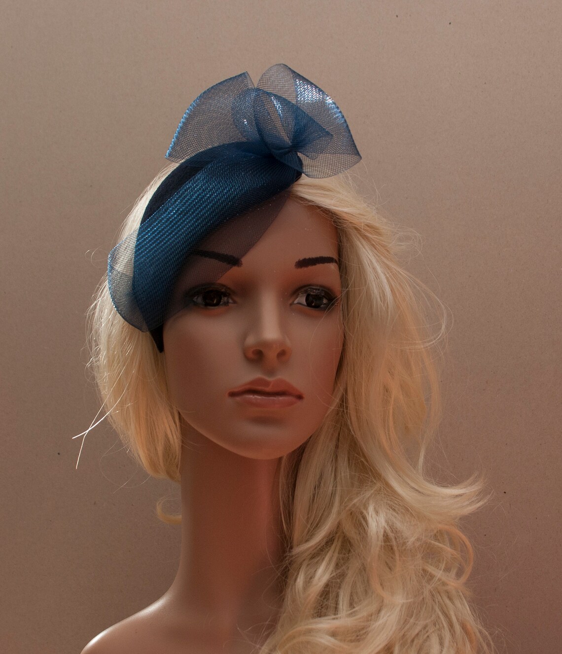 Navy Blue Minimalist Fascinator From Felt - Etsy