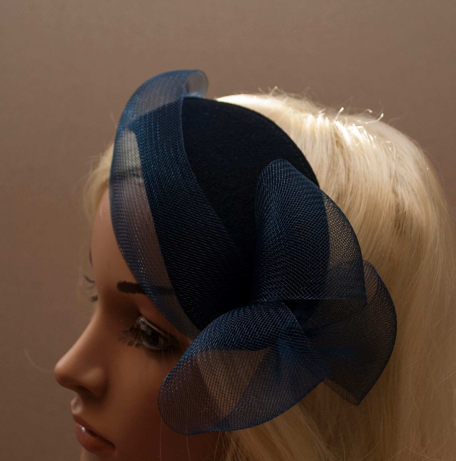 Navy blue minimalist fascinator from felt | Etsy