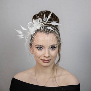 White Feather Fascinator. White Bridal Fascinator. White Wedding ...