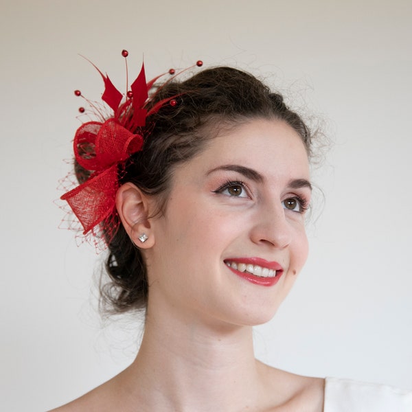 Red Fascinator - Etsy