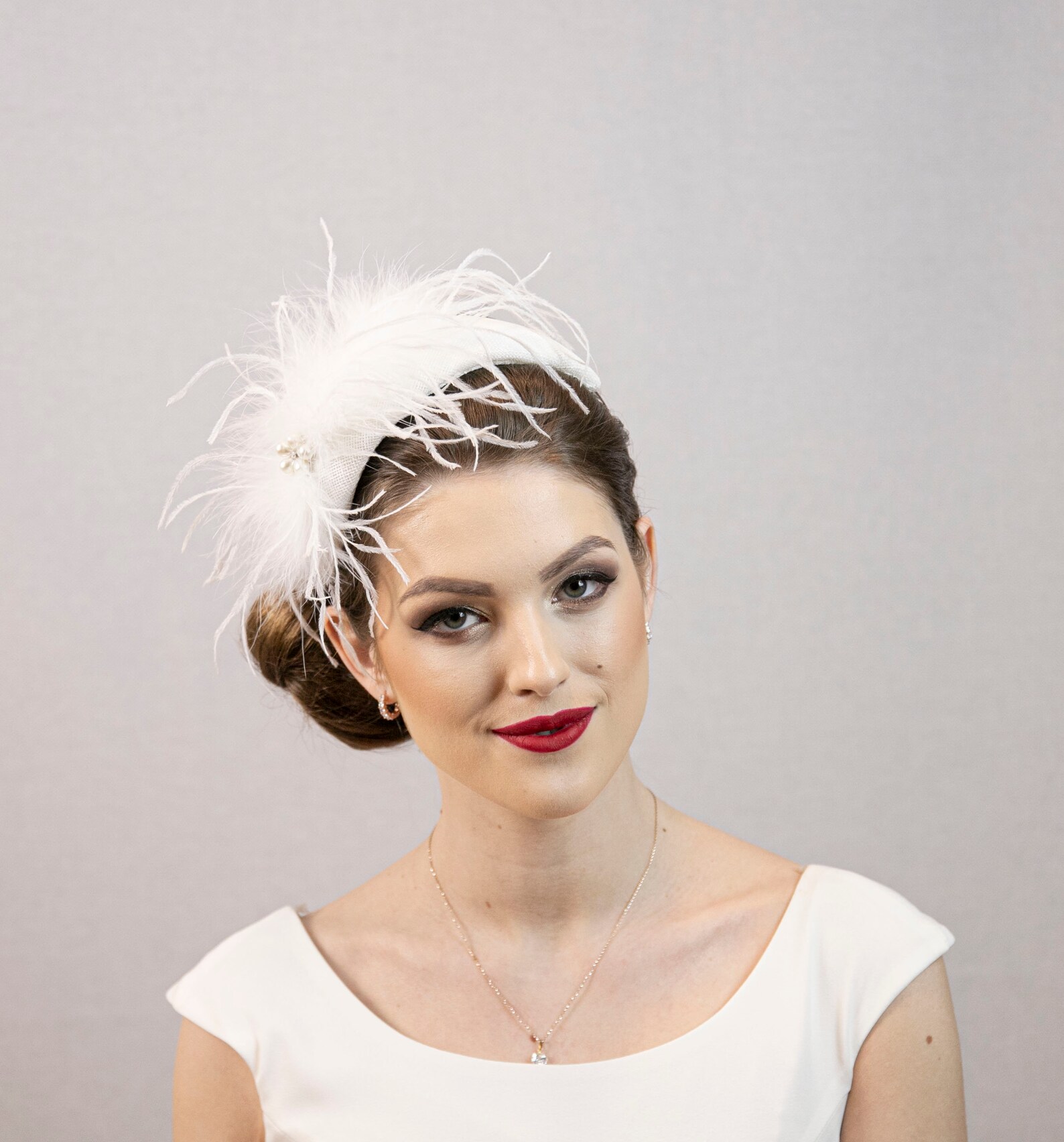 White Bridal Hat. Feather Hat for Bride. White Wedding - Etsy