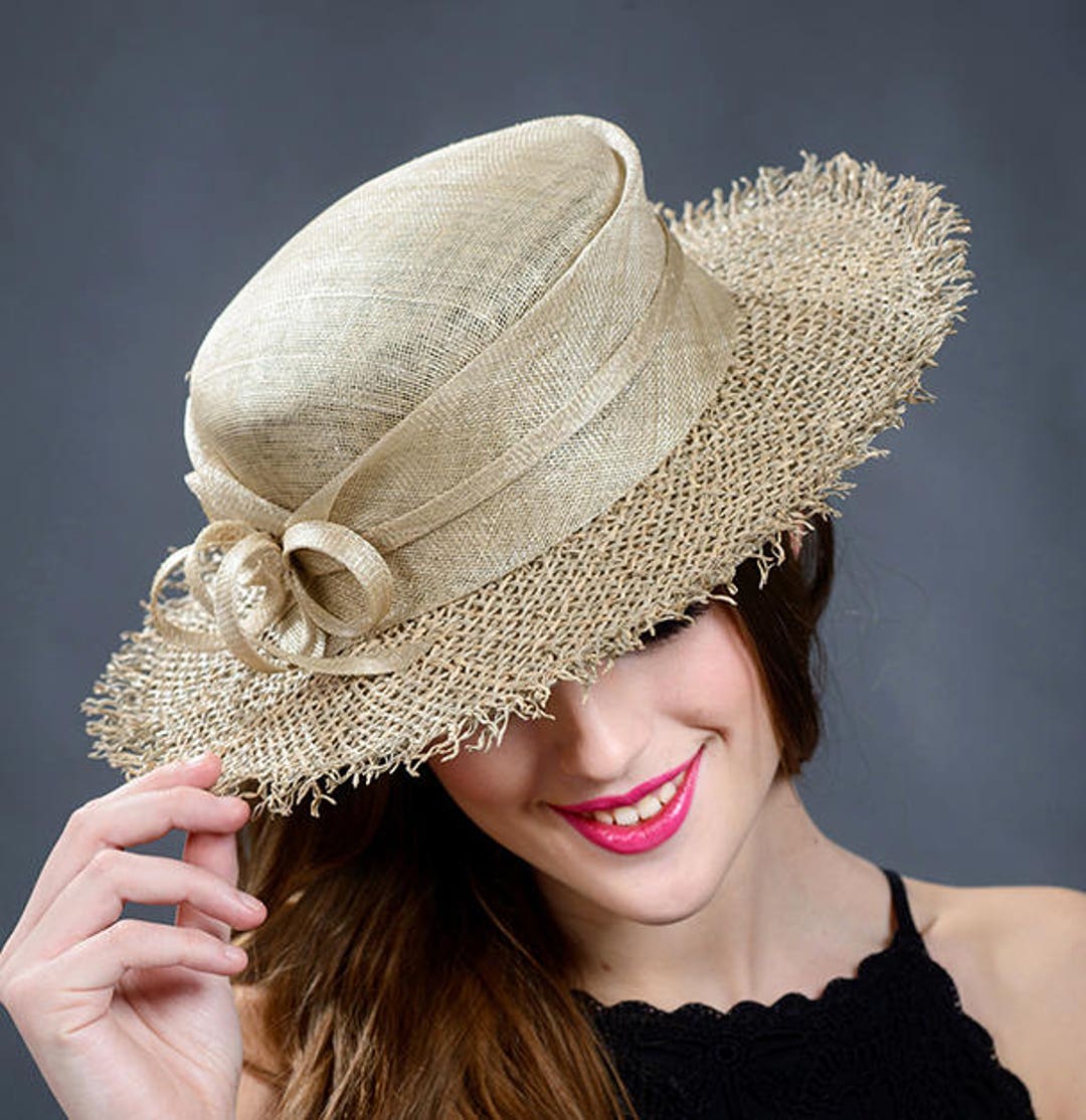 Elegant Trendy Boater Hat in Natural Colours. - Etsy