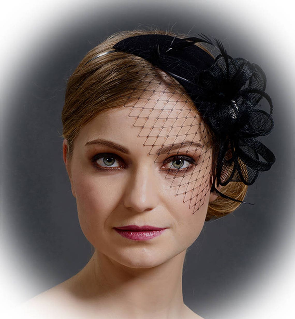 Black Fascinator. Black Elegant Fascinator With Face Veil. - Etsy