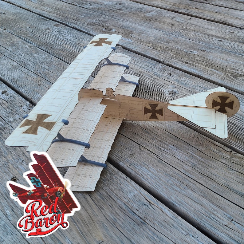 Tri-plane Fokker Dr-1 Wooden Toy Glider Laser Cut Files Basswood Balsa ...