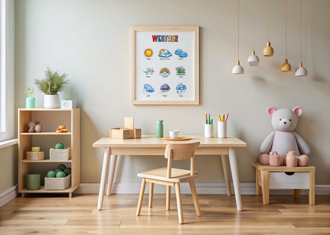 Weather Poster, Weather Chart, Kids Wall Decor, Educational Print ...