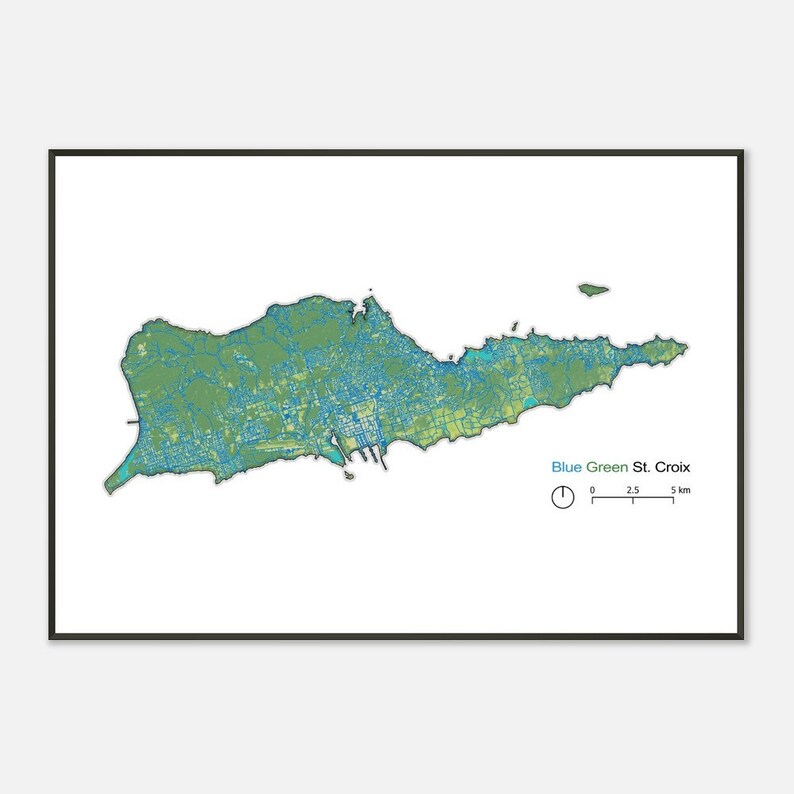 St. Croix Map Art | St. Croix Island Map Decor | Unique Gift Map Print ...