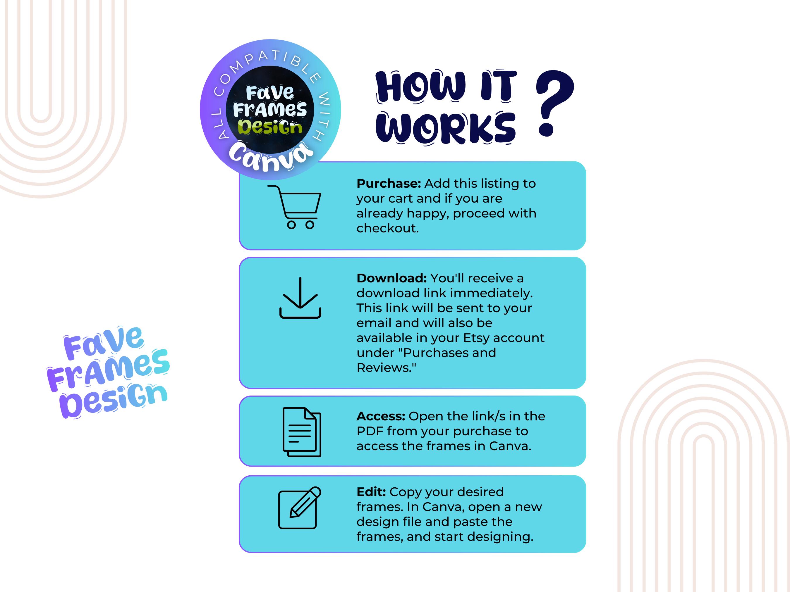 Custom Canva Frames, Fillable Doodle Alphabet and Numbers, Easy Drag ...