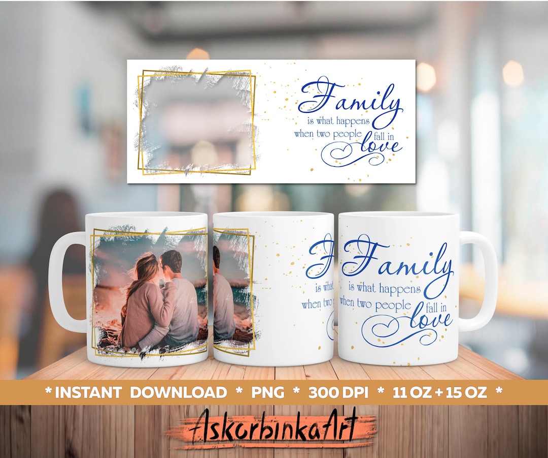 Family Mug Wrap Sublimation Design PNG. Custom Couple Mug Template for ...