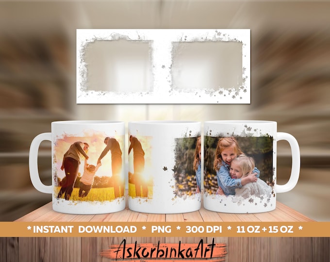 Sublimation Design - Picture Mug Wrap PNG. Digital Template 11oz, 15oz ...