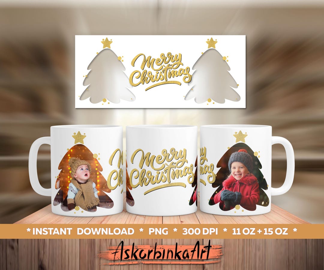Christmas Coffee Mug - Custom Photo Mug Template for 15oz and 11oz ...