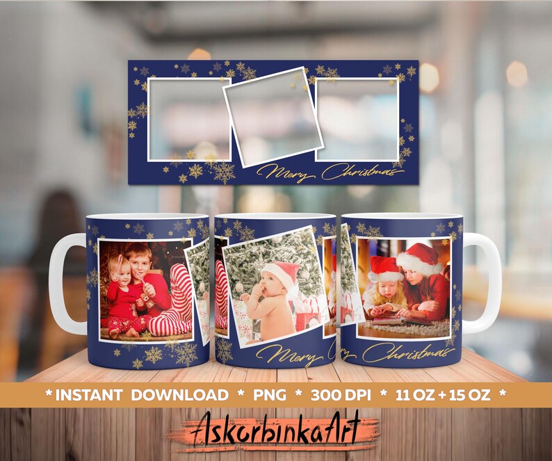 Christmas Coffee Mug - Custom Photo Mug Template for 15oz and 11oz ...