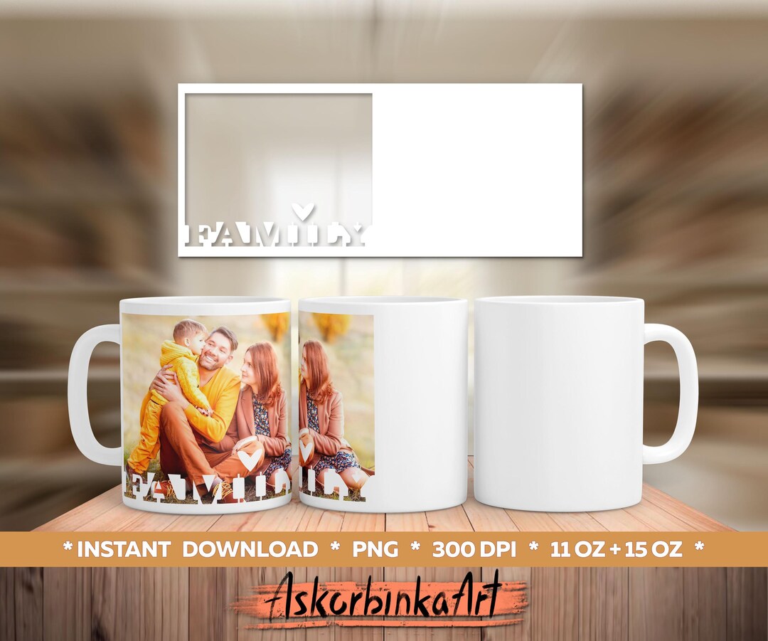 Family Mug Wrap Sublimation Design PNG. Custom Mug Template for 15oz ...