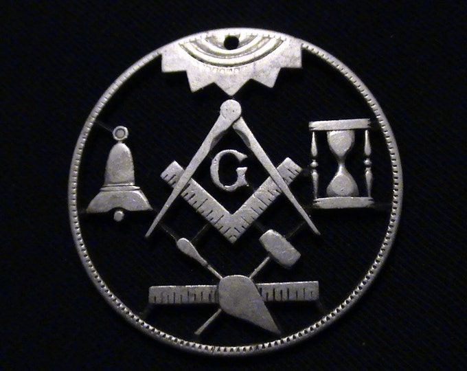 Vintage Freemason Medallion - Cut Coin Pendant - W/ Square and Compass ...