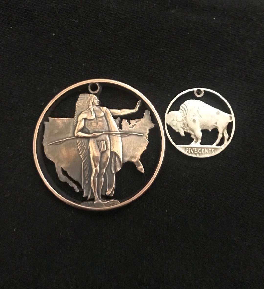 Native American Indian Chief Hand Cut Copper Bullion Pendant Lazy Cat ...