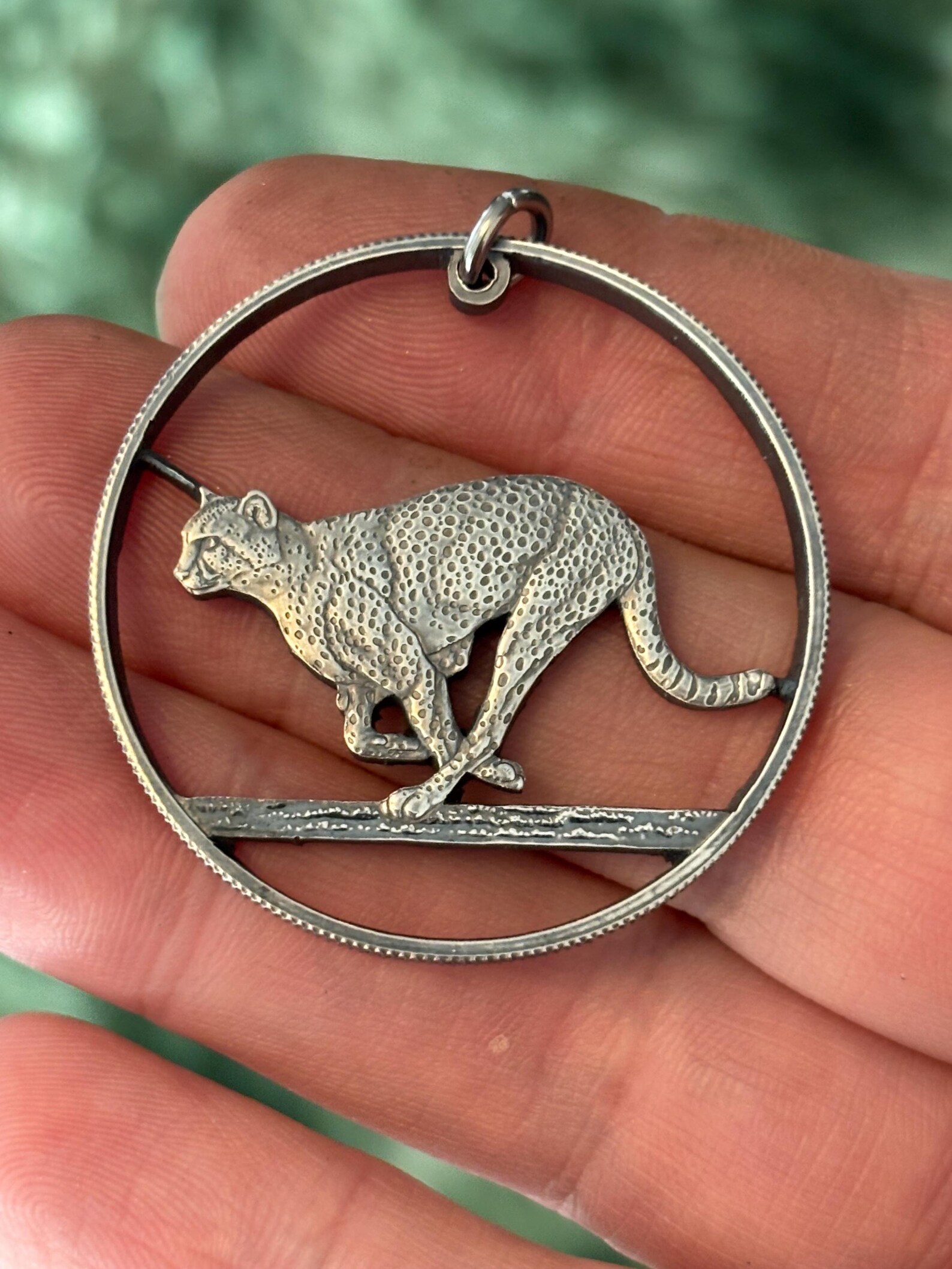Rare & Killer Cheetah Pendant Hand Cut From 1 Oz. Silver Bullion Round ...
