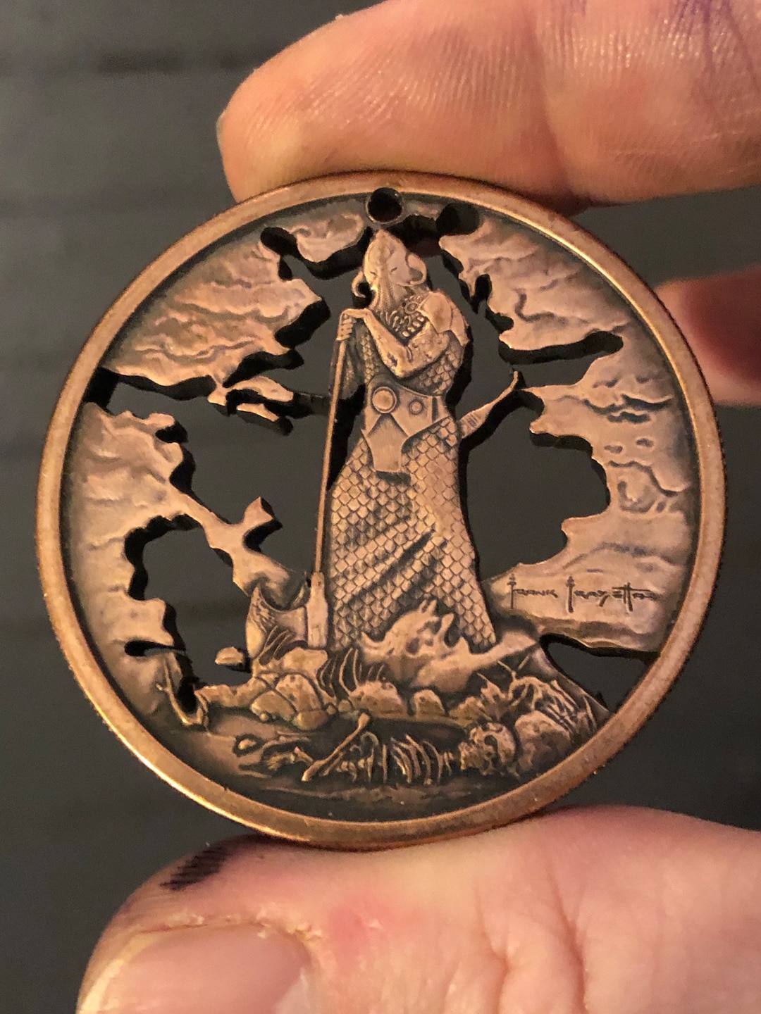 Frank Frazetta Masterpiece, Death Dealer III, Hand Cut Fine Copper ...